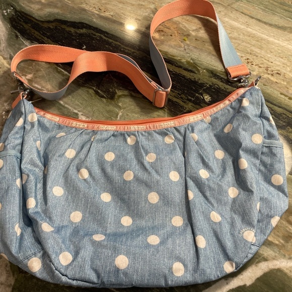 Lesportsac | Bags | Lesportsac In Baby Blue With White Polkadots And ...